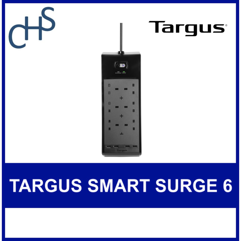 Targus Smart Surge 6 with 4 USB Ports Surge Protection 1000 Joules 2M ...