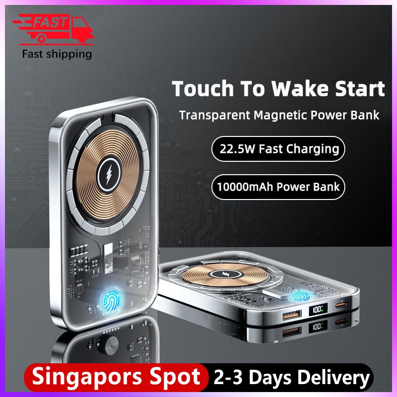 Power Bank Magnetic Wireless PD 20W Fast Charge 10000mAh Transparent ...