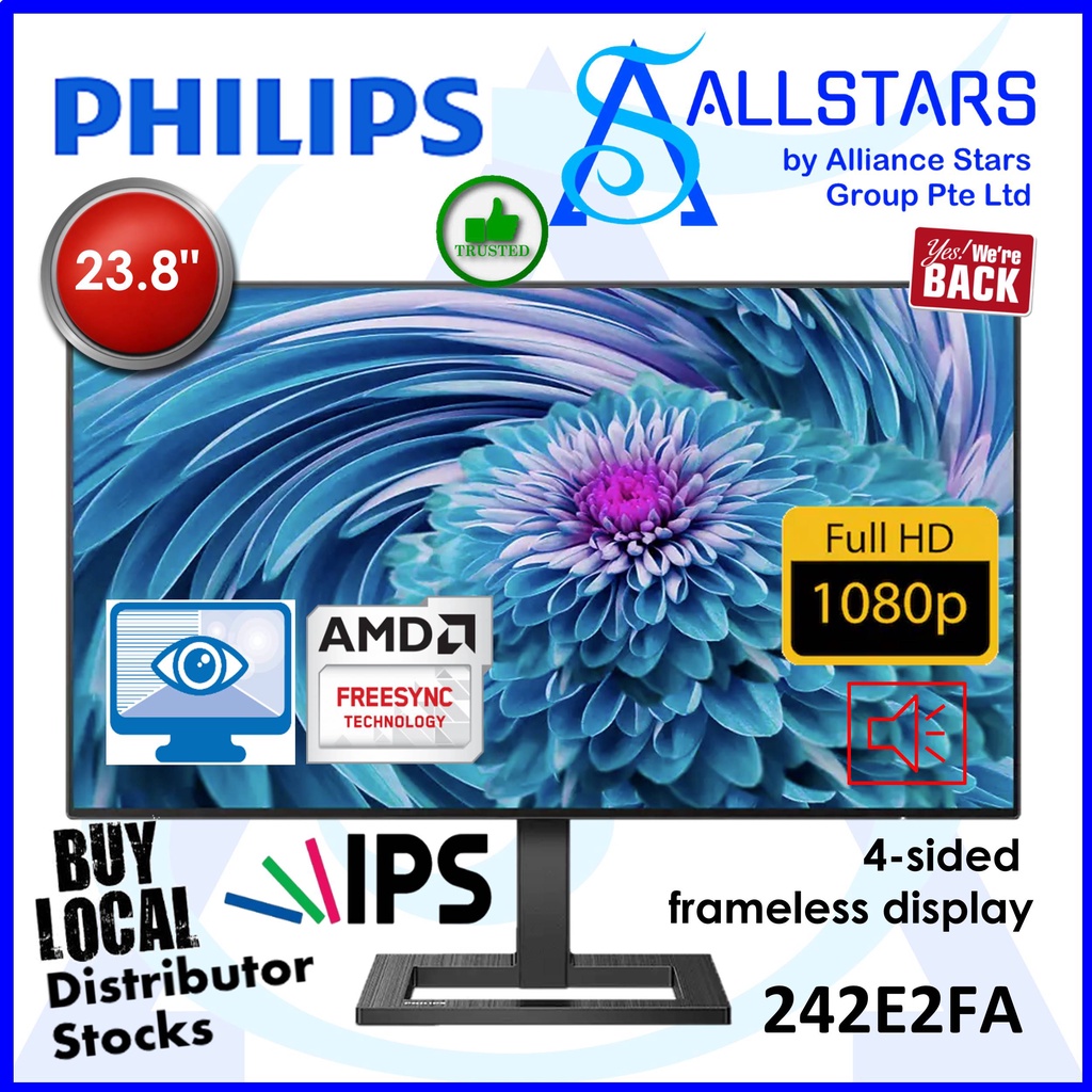 Philips 242E2FA 23.8 inch IPS Full HD Monitor (Warranty 3years on-site ...