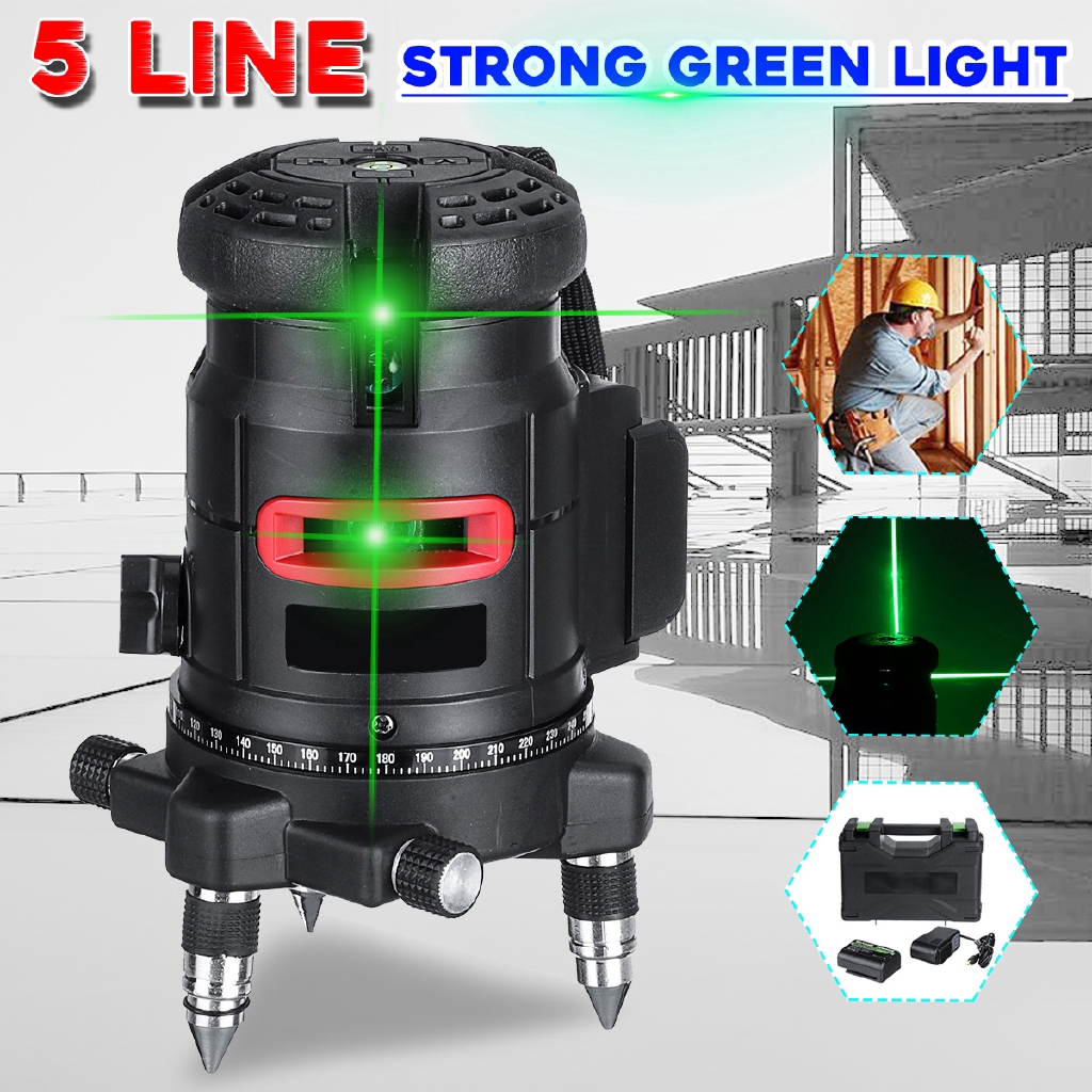 5 Line Laser Level Strong Green Light 360° Rotary Laser Line | Shopee ...