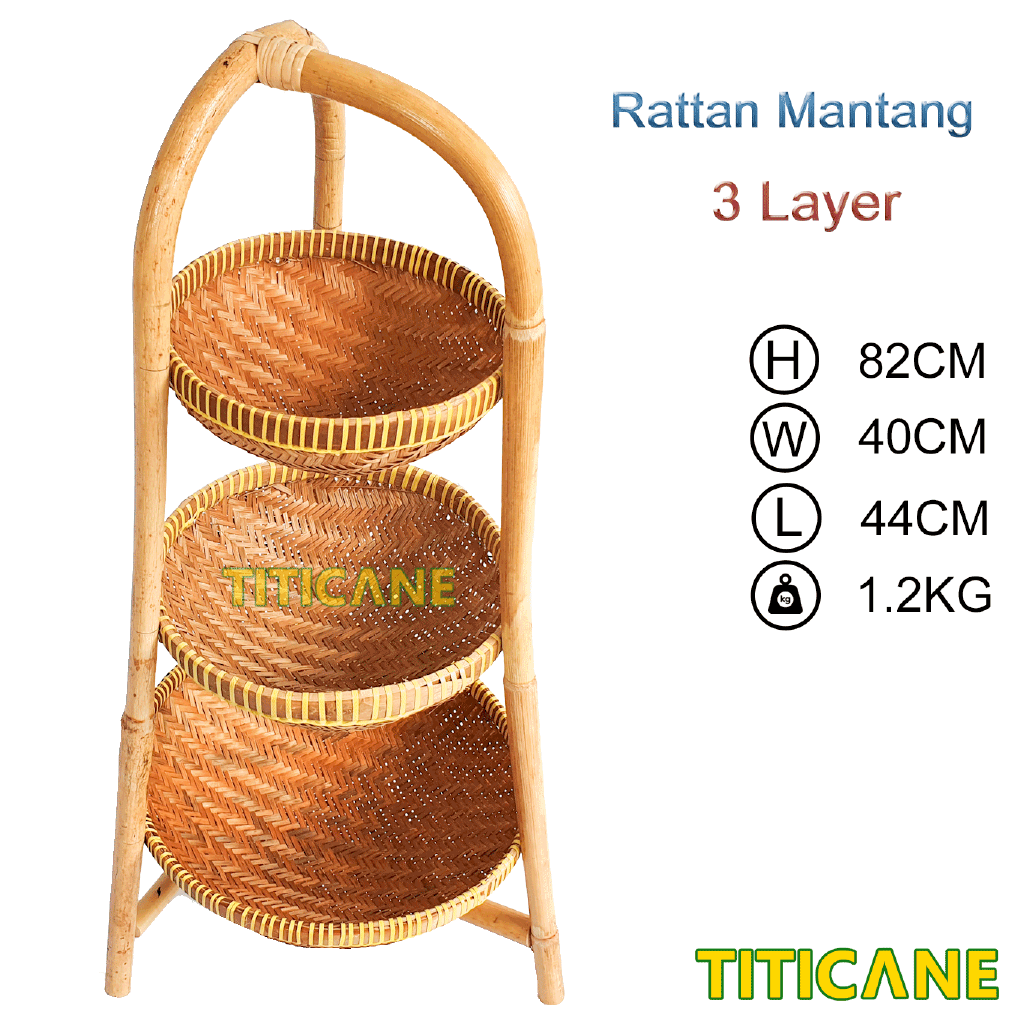TITICANE 3 Layer Storage Round Rack [ Rak Rotan ] [ Rattan Mantang ...