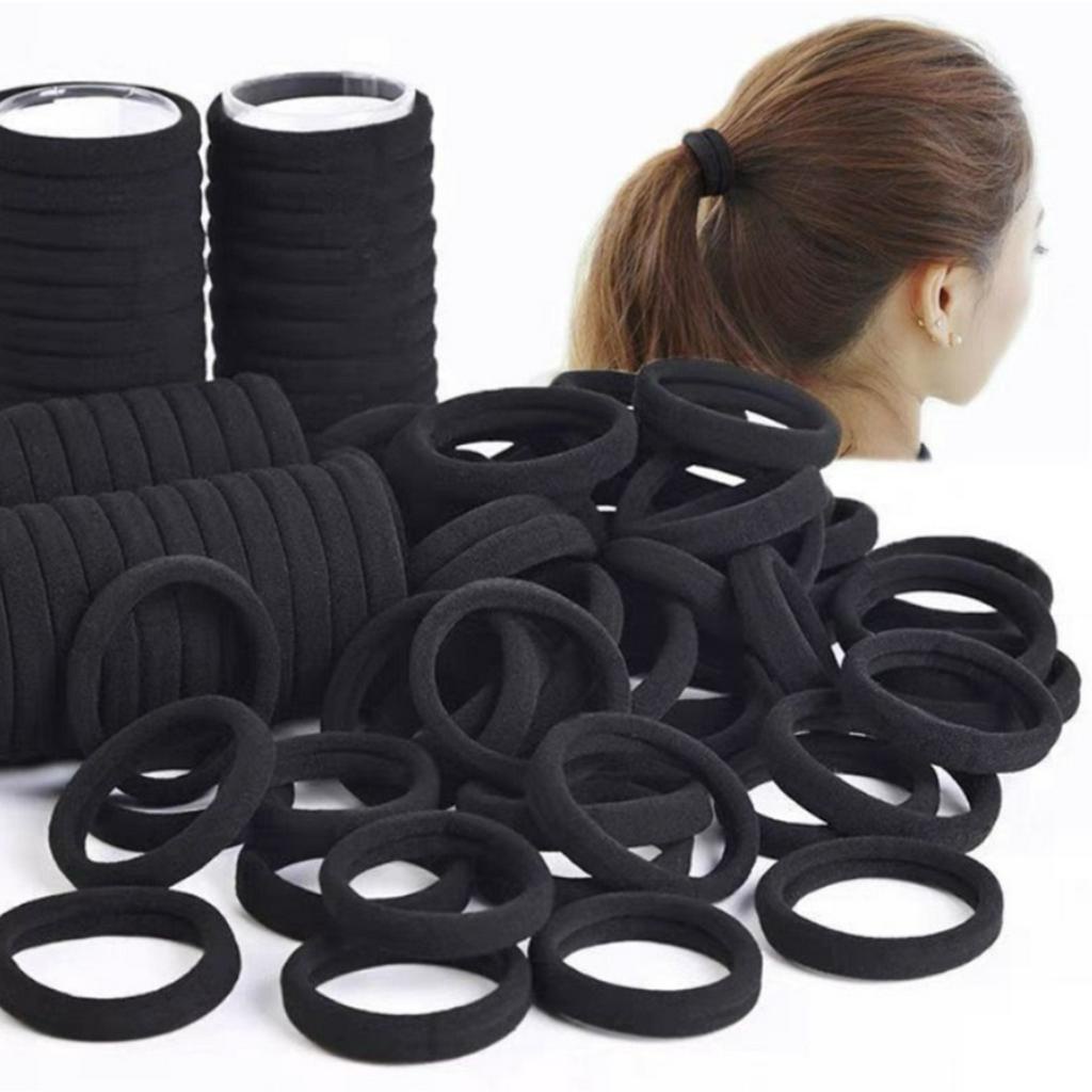 100pcs Bag Black Hair Tie Seamless High Elastic Hair Tie Hair Tie Hair ...