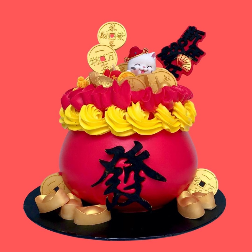 Halal-Certified HUAT HUAT Fortune Bag Fortune Cat Cake (Ideal cake for ...