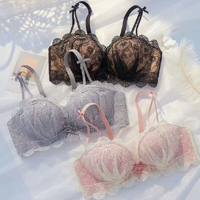 Japanese underwear women's small chest gathered flat chest large upper ...