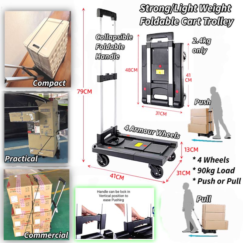 Trolley/Trolley Cart/Foldable Trolley Universal wheel Platform car four ...