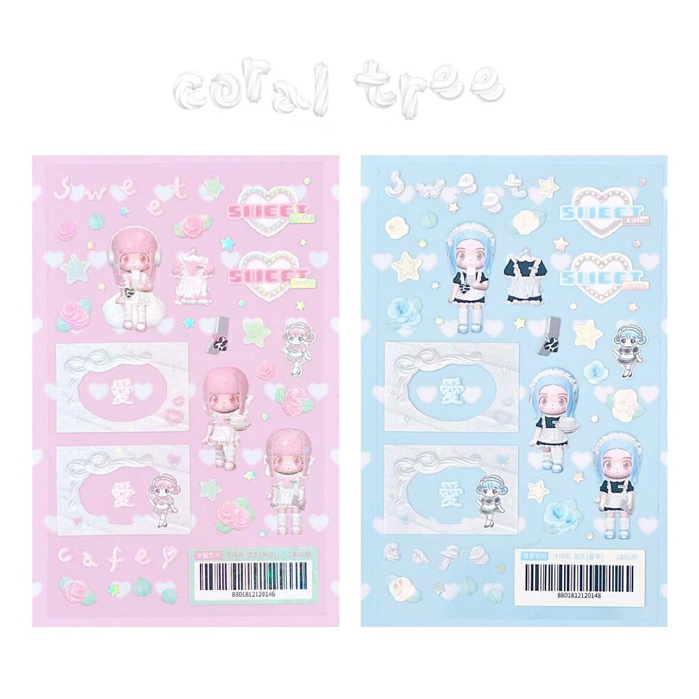 [Coral Tree] NEW Creamy Rose Sticker (Pink, Blue) | Shopee Singapore