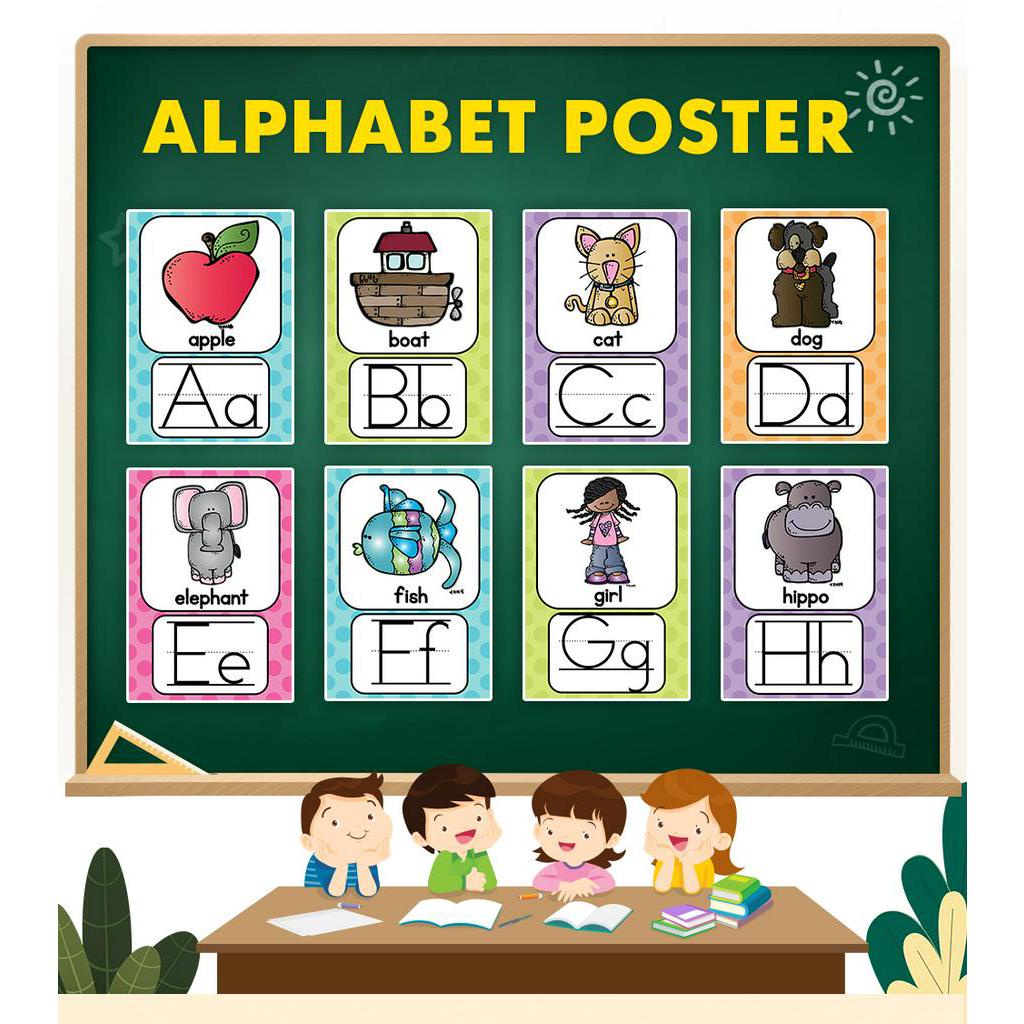 26 English Alphabets A4 Posters Kindergarten Classroom Decoration Baby ...