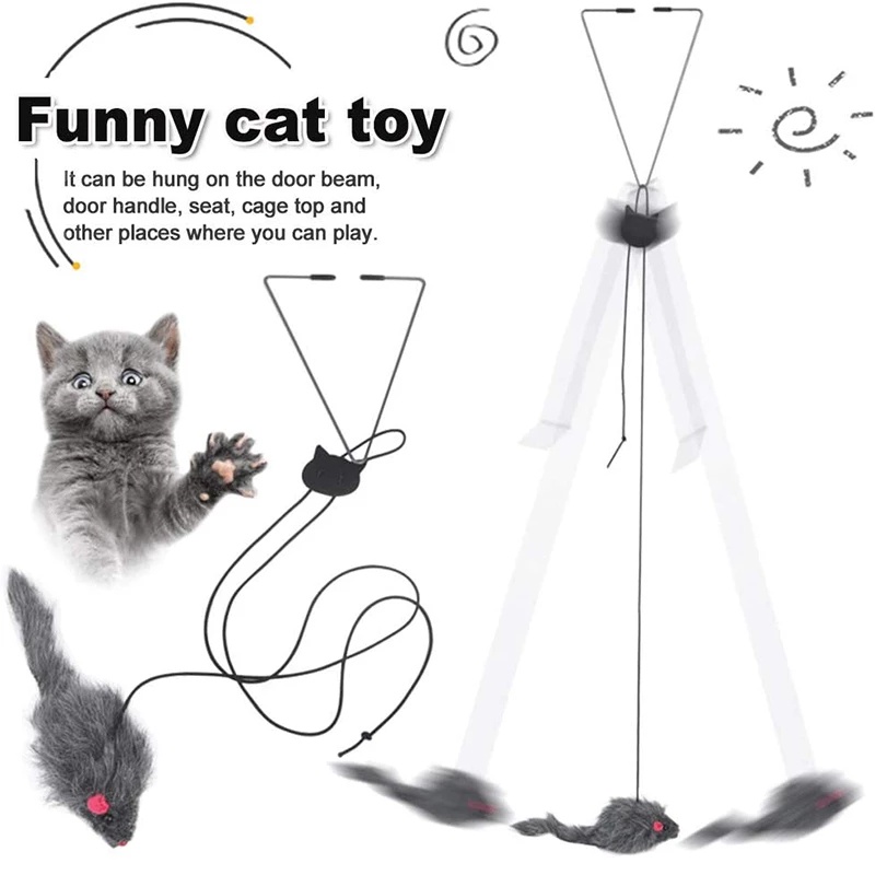 Self-Playing Funny Cat Chasing Interactive Toy Hanging Retractable Pet ...