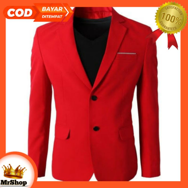 MERAH Red Men's Suit | Full Fur Blazer Jacket UK S-XXXXL | Shopee Singapore
