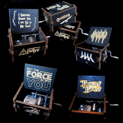 Musical box - Hand Crank Wooden Music Box Star Wars Beauty Beast- black ...