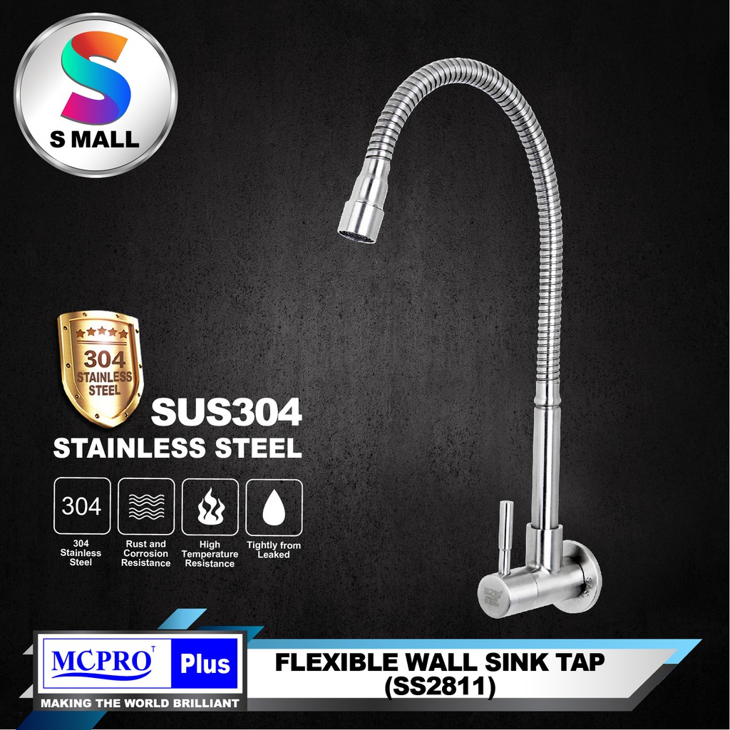 MCPRO Plus SUS304 Kitchen Faucet FLEXIBLE SINK WATER TAP SS2811 (WALL) / SS1212 (WALL) / SS1208 ...