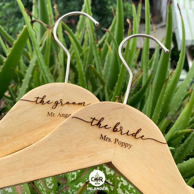 KAYU GANTUNGAN Custom Wood Hanger Name/Logo - Cross Clothes Hanger ...