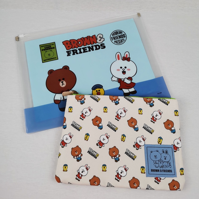 LINE FRIENDS BROWN CONY NYLON FILE BAG/PVC A4 FILE BAG WITH ZIPPER ...
