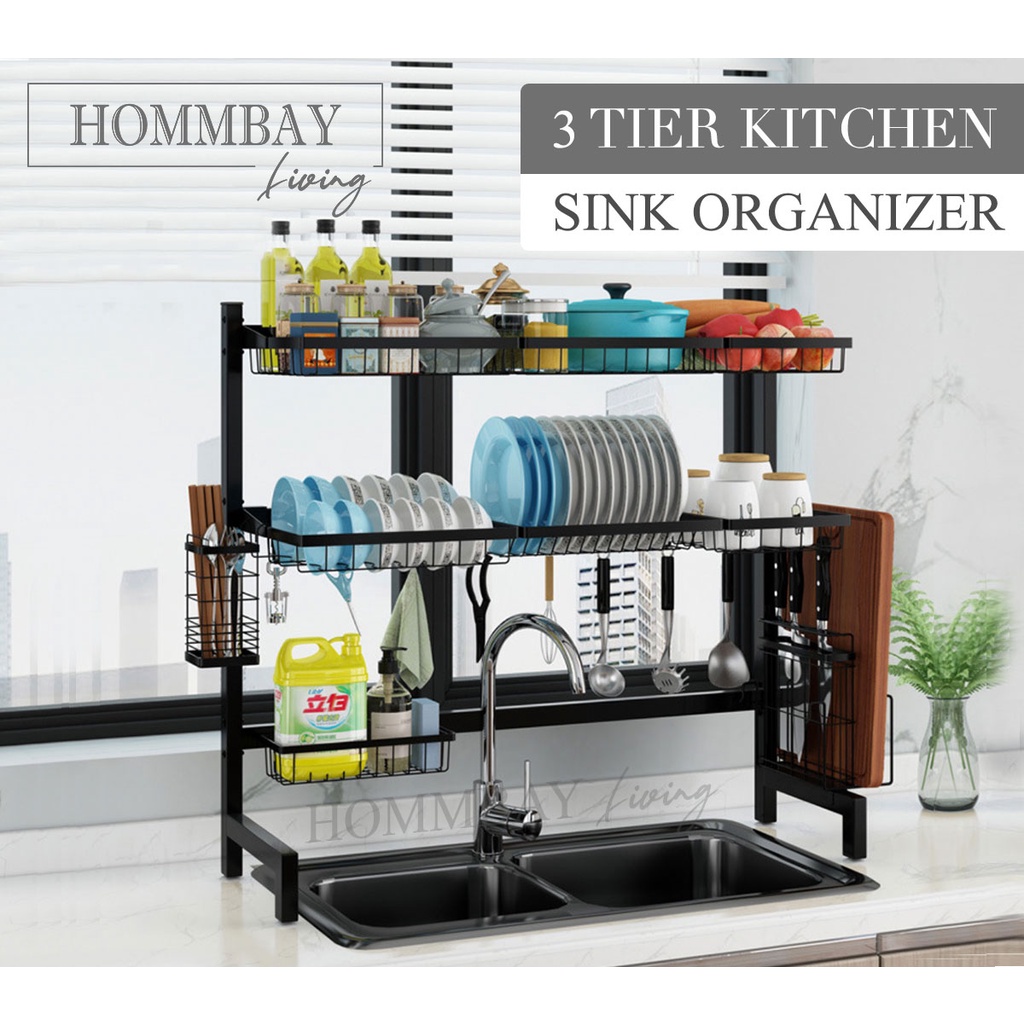 HOMMBAY Kitchen Rack 3 Tier STAINLESS STEEL Over the Sink Kitchen Dish ...