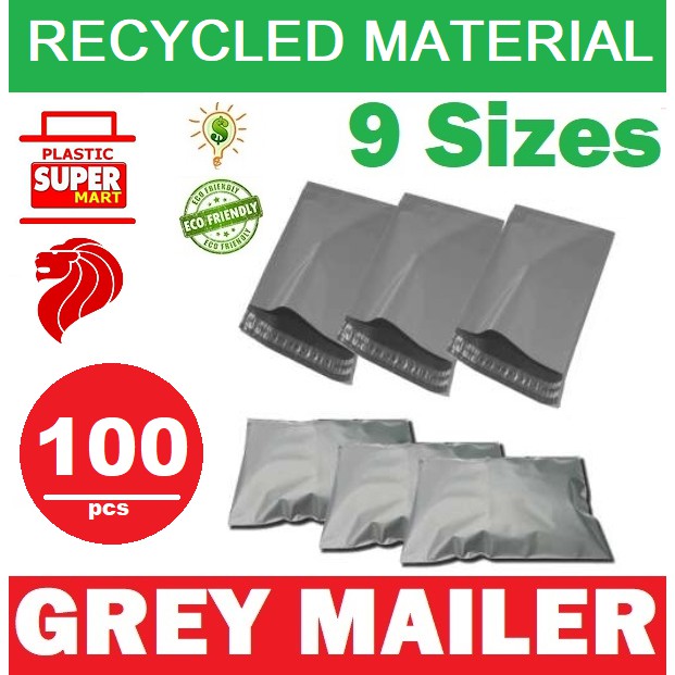 【Grey Polymailers】 Many Sizes - Recycle Economy Polymailer Shipping ...
