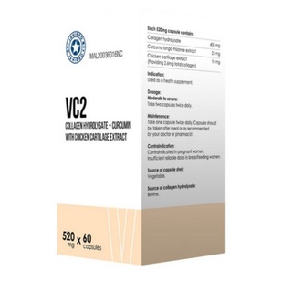 JANIPRO VC2 520MG 60 CAPSULES (COLLAGEN HYDROSYLATE, CURCUMIN, CHICKEN ...