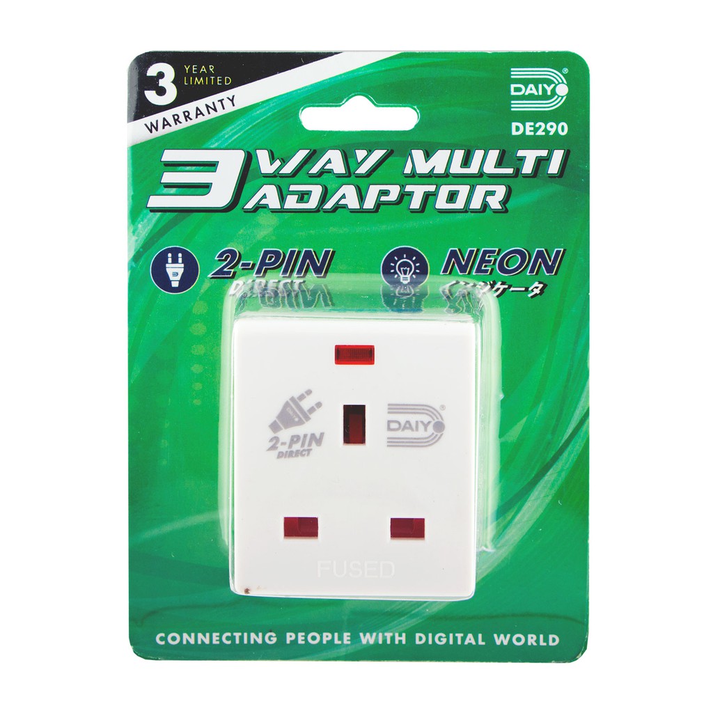 DAIYO 3 Way Multi Adaptor With Neon DE290 | Shopee Singapore