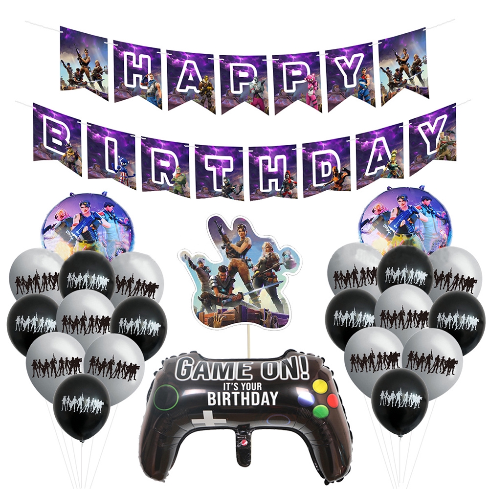 Fortnite Game Theme Birthday Paper Cup Paper Tray Balloon Tablecloth ...