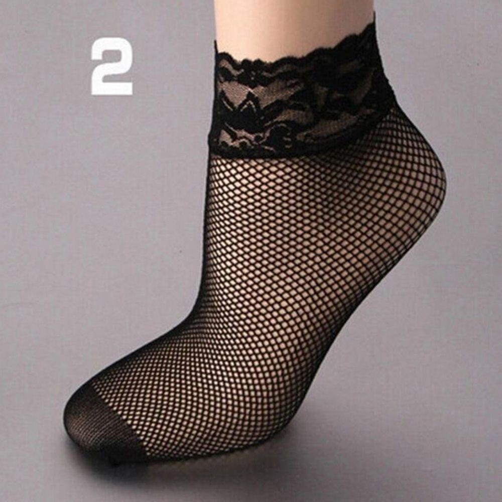 Quality Hot Sale Black Ladies Stockings Mesh Ankle Short Socks Socks Foot Lace | Shopee Singapore