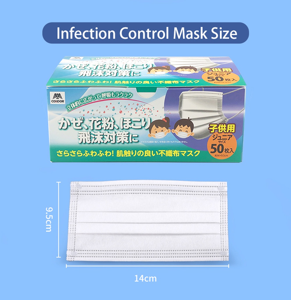 Japan Condor Infection Control Mask for Kids 3 PLY 50 pcs Disposable ...
