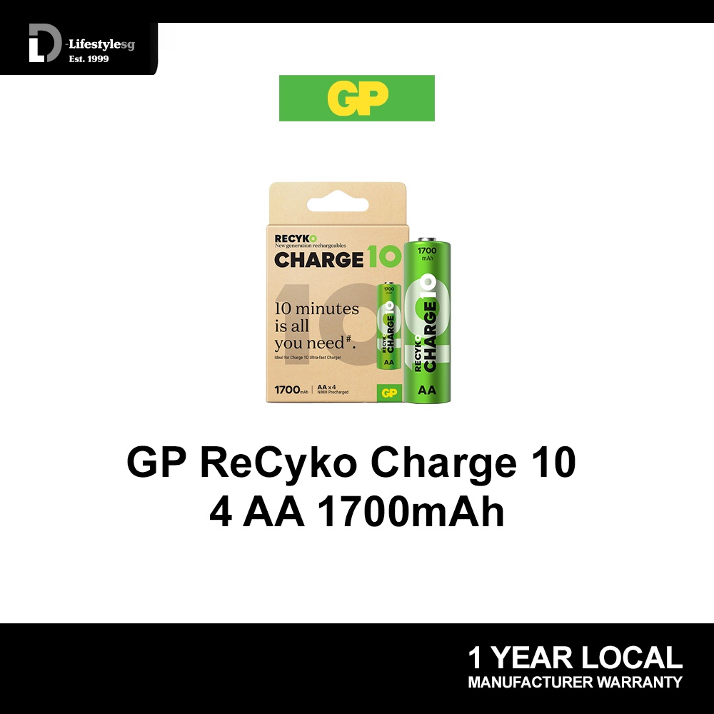 GP Recyko Charge 10 Ultra-Fast Charger with 4 x AA 1700mAh NiMH ...