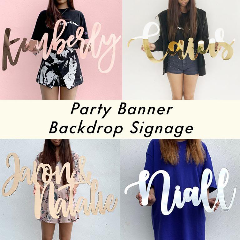 Customised Backdrop Name Signage Banner Party Name Sign Birthday ...