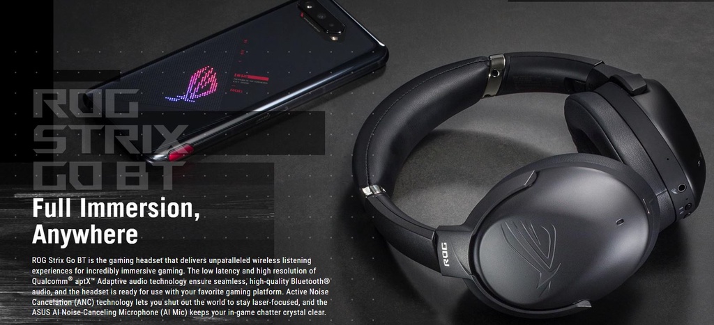 ASUS ROG Strix Go BT Gaming Headset (AI noise-canceling microphone, Hi ...