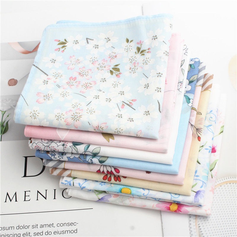 ⚡【spot goods】Japanese style cherry blossom printed women's handkerchief ...
