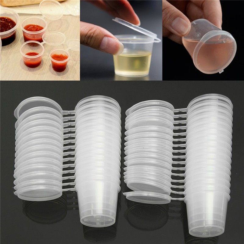 1oz (25ml) / 1.5oz (35ml) PP Sauce Cup With Lid Cover / Small Plastic ...