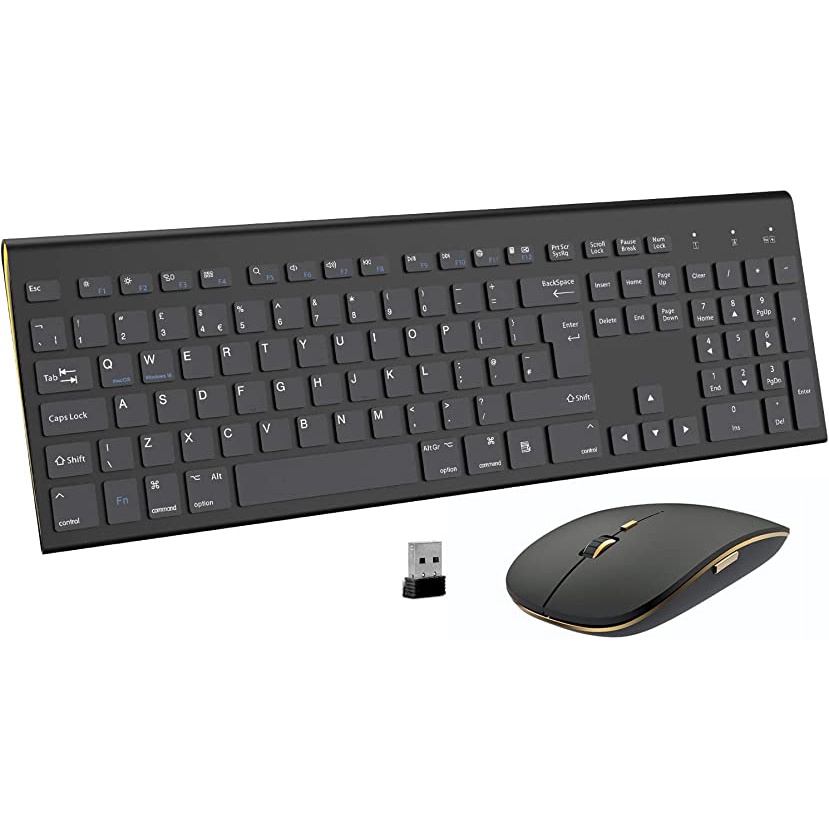 FENIFOX Wireless Keyboard and Mouse Set,2.4G USB QWERTY UK Dual System ...