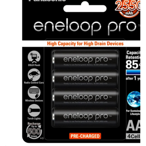Panasonic Eneloop Pro Rechargeable Battery 2550mAh (4-Pack) | Shopee ...