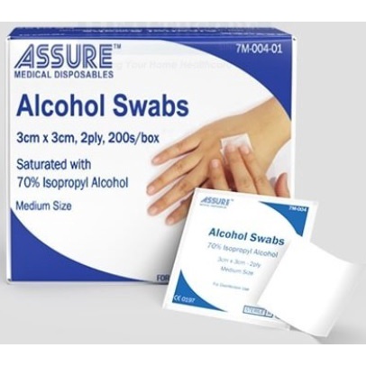 [BUY 1 FREE 1] ASSURE Alcohol Swab 2ply (3cm X 3cm) 200pcs/box | Shopee ...