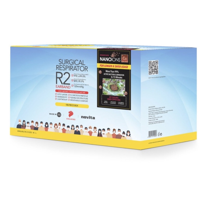 SURGICAL RESPIRATOR R2 NANO 100PCS/box | Shopee Singapore
