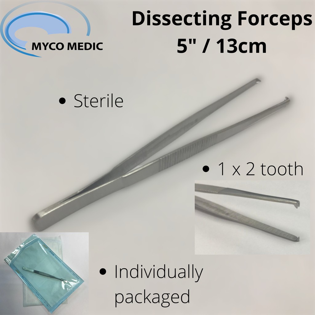 5" / 13cm Dissecting Forceps Tooth 1X2 I non tooth (Sterile) | Shopee ...
