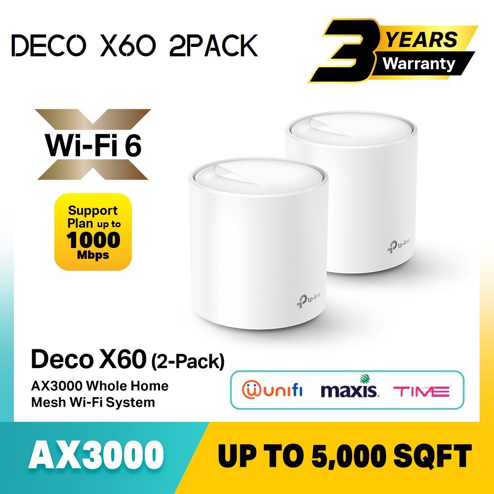 TP-LINK MESH Deco X60 2-PACK / 3 PACK AX3000 WiFi 6 Mesh WiFi Router ...