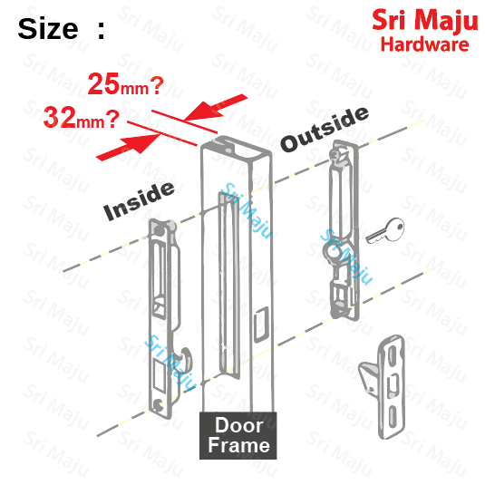 MAJU SGL-A6 Quality Sliding Glass Door Handle Lock Silver Brown ...