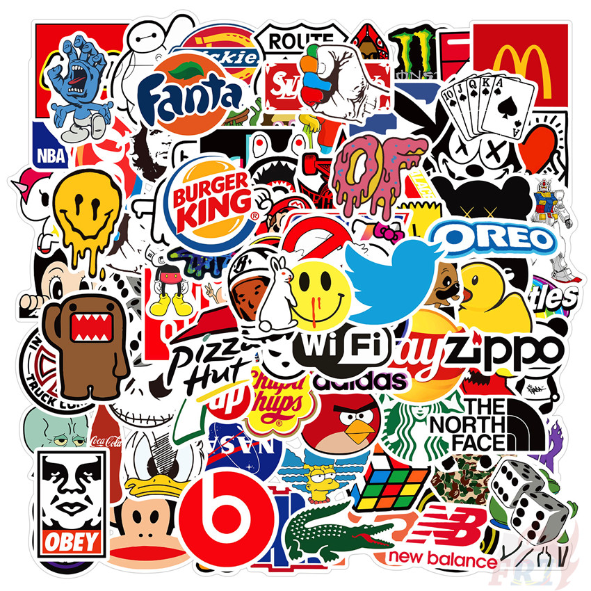 101Pcs/Set Fashion Brand Logo Mixed Cool Graffiti Waterproof Stickers ...