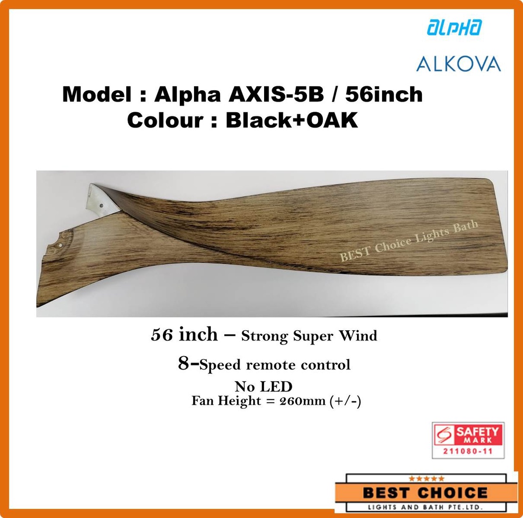 $339 ALPHA ALKOVA AXIS Ceiling Fan DC Motor NO-Led Light 56Inch(5Blades ...