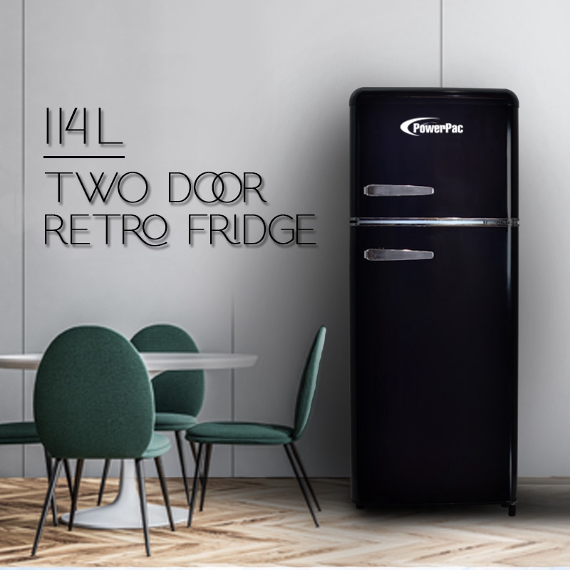 PowerPac 2-Door Fridge 114L Retro Fridge, Mini Fridge (PPF118) | Shopee ...