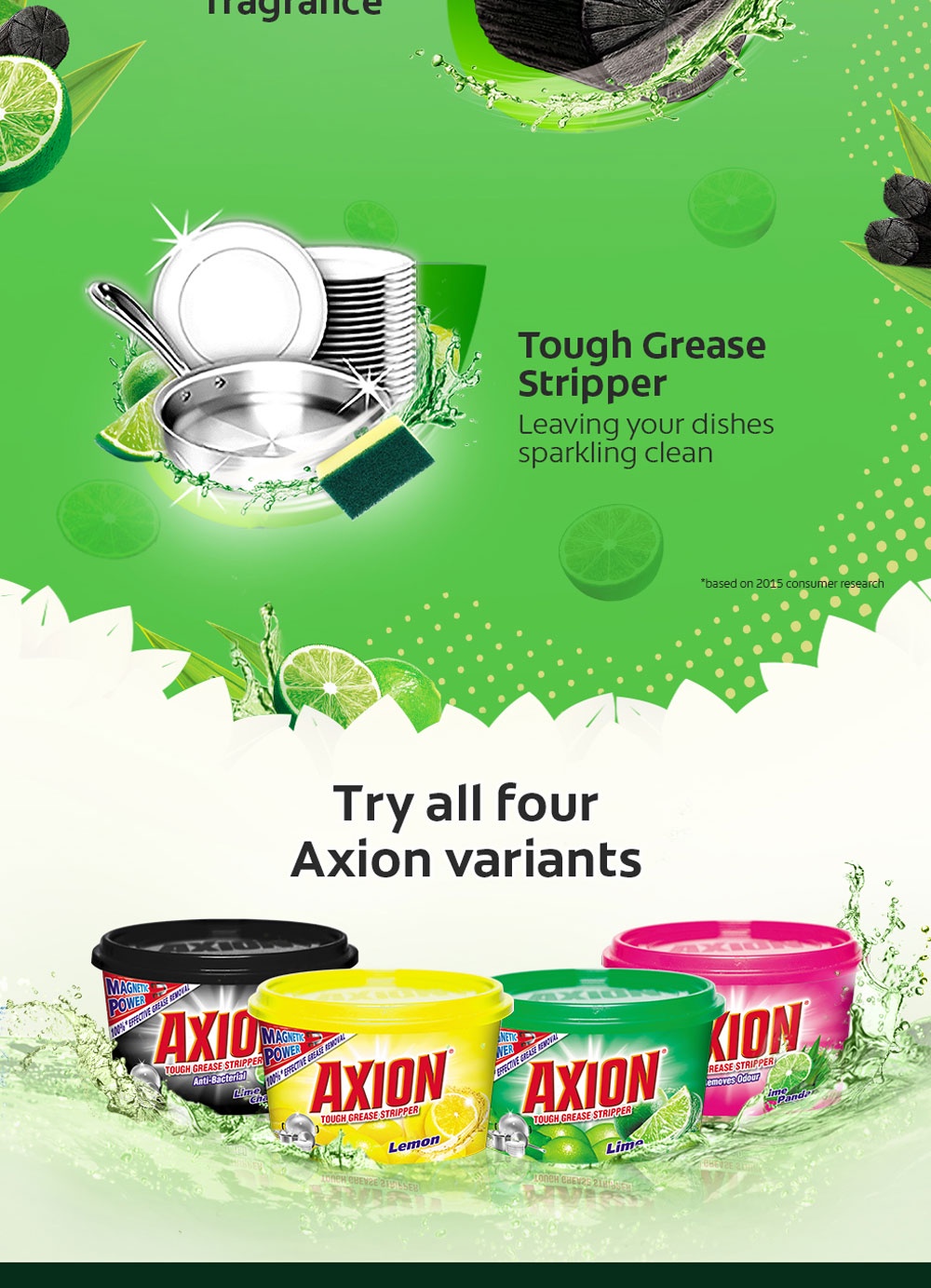 [Eliminates 99.9-percent bacteria] Axion Lime Charcoal Dishpaste 700g ...