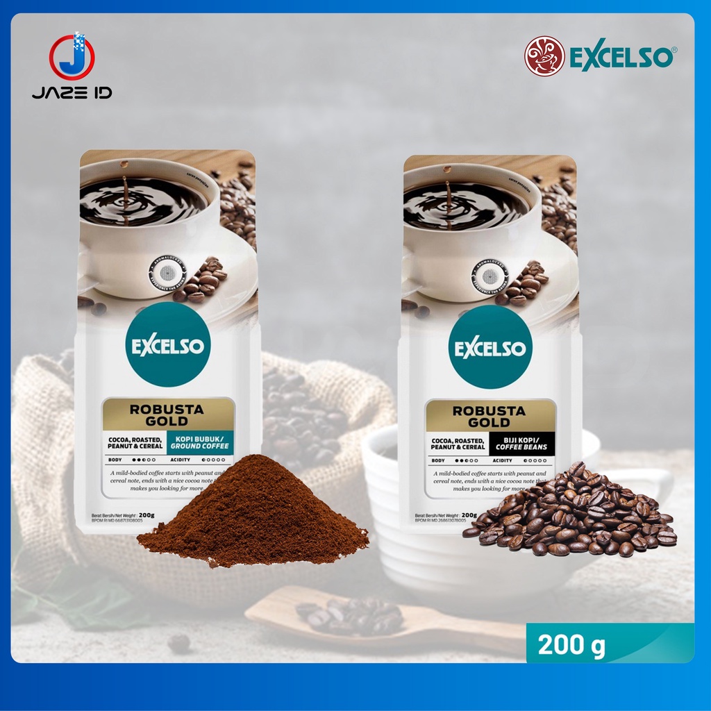 Excelso Robusta Gold Coffee Powder 200 grams 200g 200gr Beans | Shopee ...
