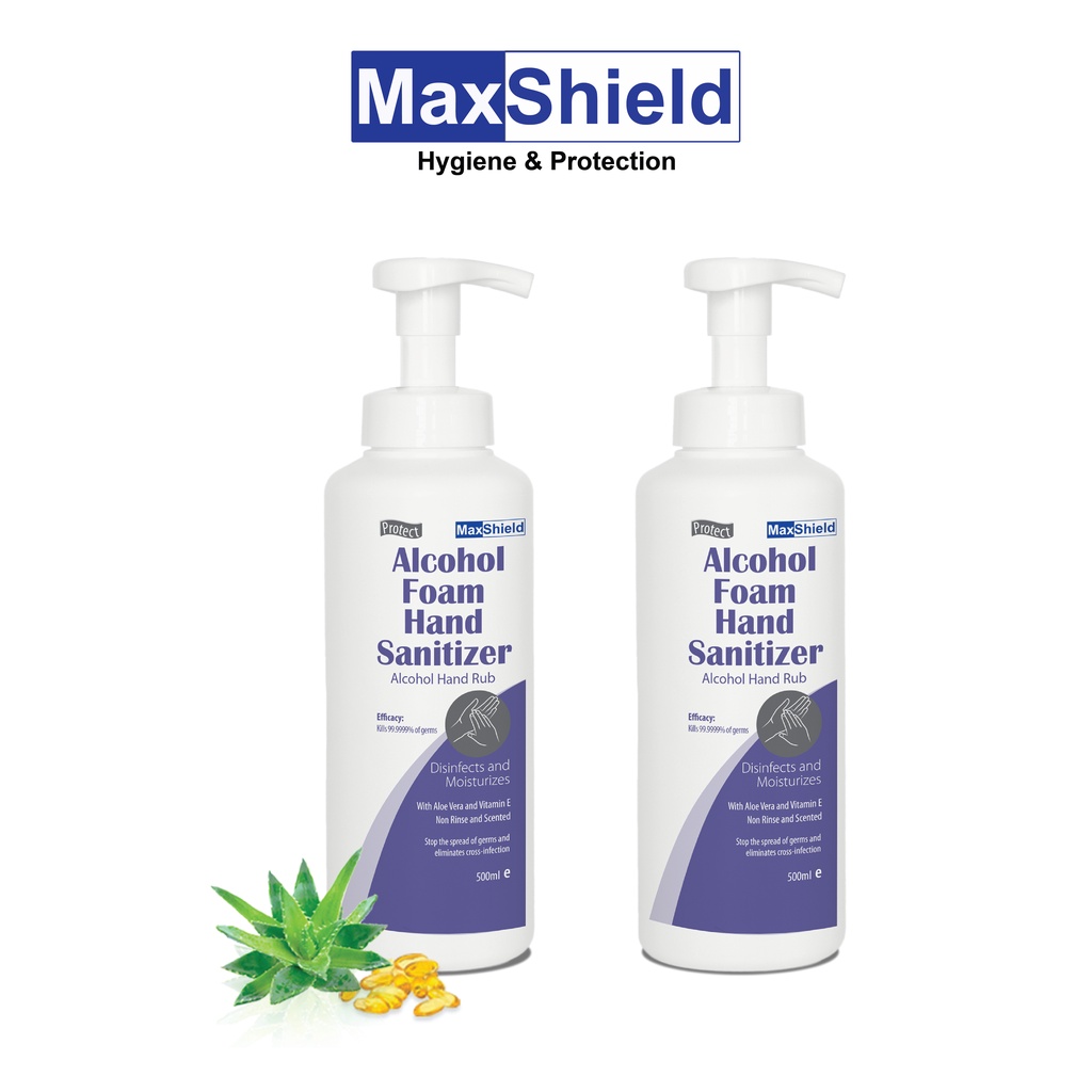 2x500ml MaxShield Alcohol Foam Hand Sanitizer/ 75% alcohol/ Kills 99.99 ...