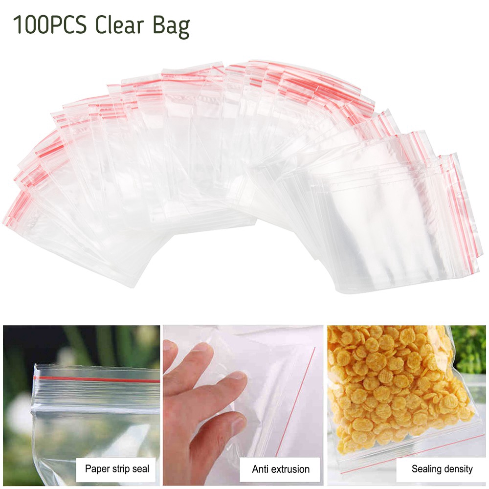 100PCS Food Package Bags Lot Resealable Plastic Zip Lock Bags Clear ...