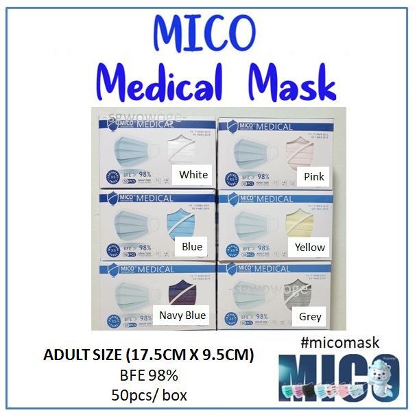 Mico Mask 3-Ply Disposable Medical Mask Adults Kids | Shopee Singapore
