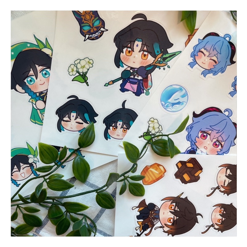 Genshin Impact Transparent Sticker Sheet, Venti, Ganyu, Xiao, Zhongli ...