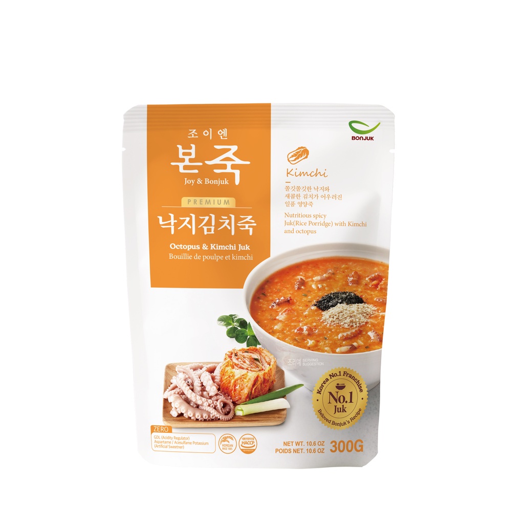 BONJUK Octopus and Kimchi (Juk) Porridge Pouch - Instant, Microwavable ...