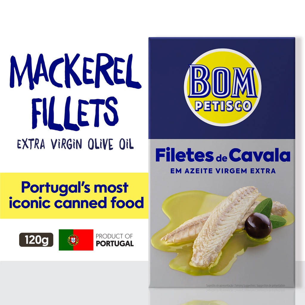 [BOM PETISCO] Mackerel Fillets In Extra Virgin Olive Oil 120g | Shopee ...