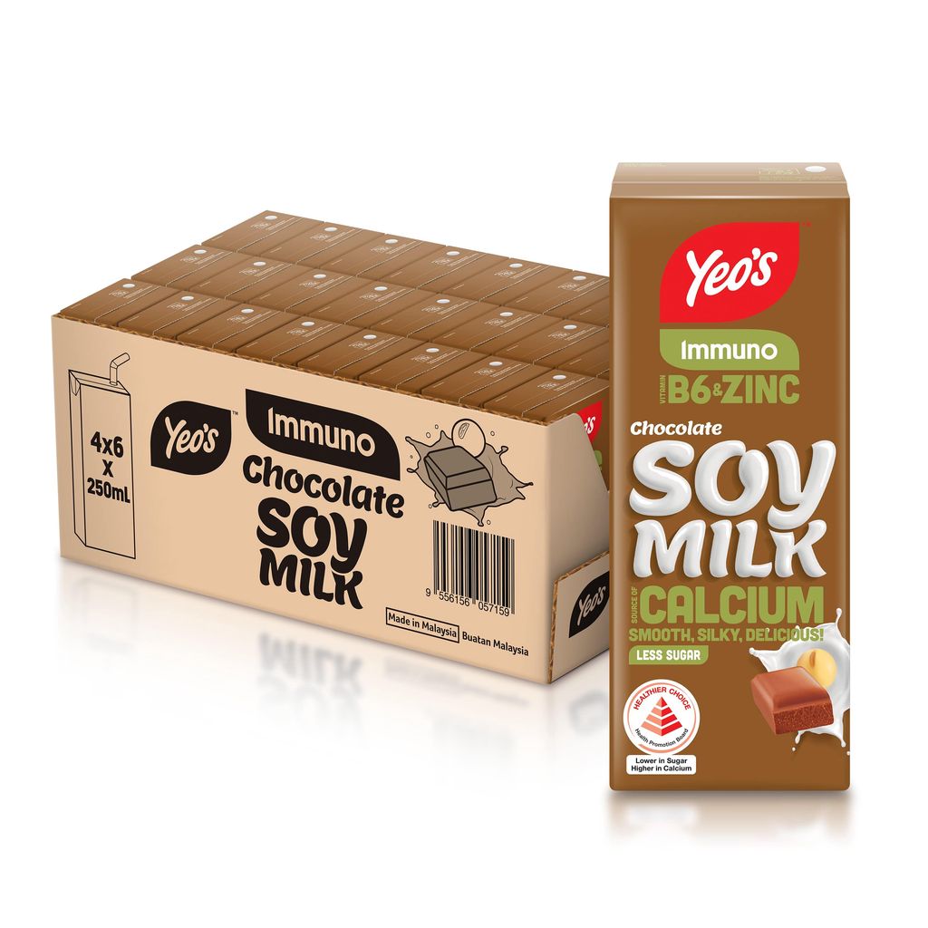 [1 Carton] Yeo's Immuno Chocolate Soy Milk (24x250ml) | Shopee Singapore