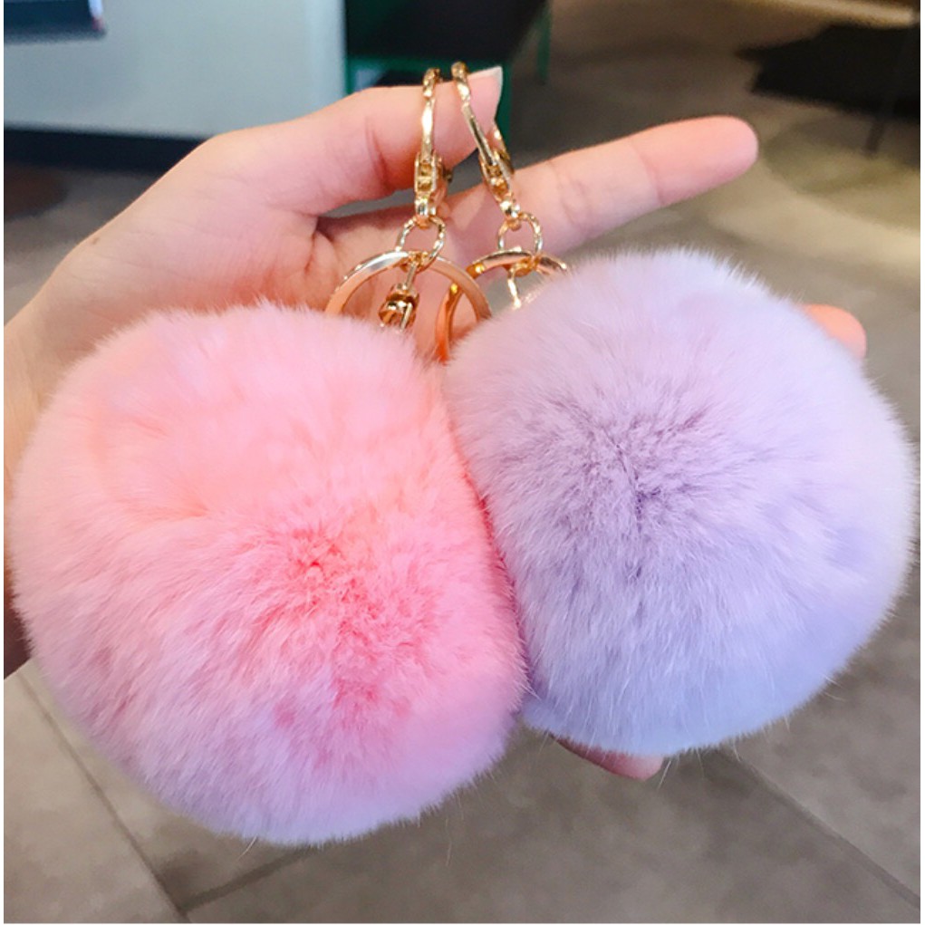 Fashion Faux Rabbit Fur Ball Keychain Rabbit Hair Ball Pom PomCar Bag ...