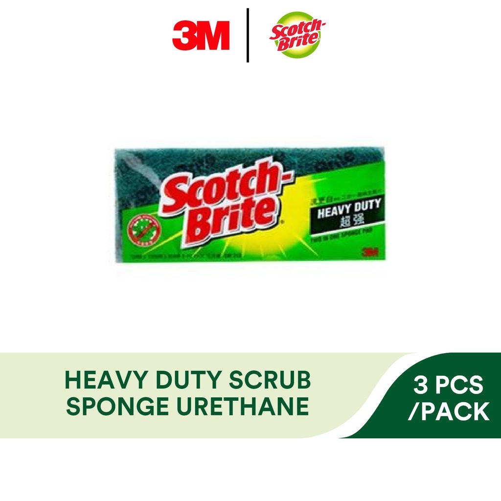3M Scotch Brite Heavy Duty 2 in 1 Anti Bacterial Scrub Sponge, 3/Pack ...